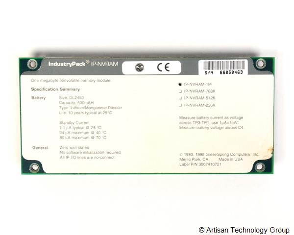 IP-NVRAM-1M Greenspring (Non-Volatile Memory IndustryPack Module ...