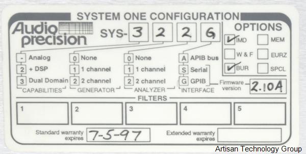 SYS-322G Audio Precision (System One Dual Domain Audio Tester) | ArtisanTG™