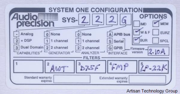 SYS-222G Audio Precision (System One DSP Audio Tester) | ArtisanTG™