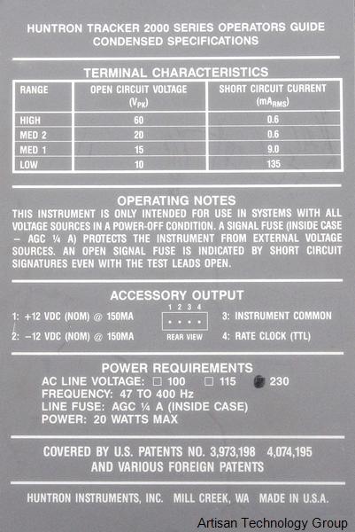 Tracker 2000 Huntron (I-V Curve Trace Pulse Generator) | ArtisanTG™